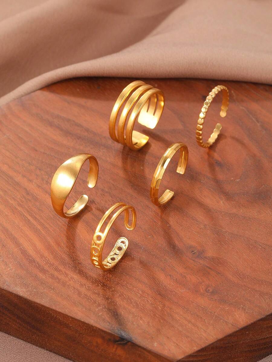 Aomogo Stainless Steel Rings Set For Women Adjustable Stackable Rings Knuckle Thumb Finger Rings ...