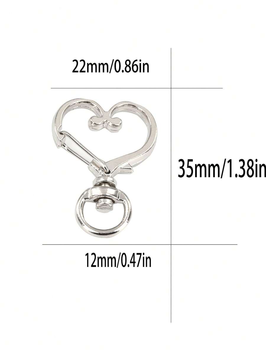 10pcs/Set Silver Tone Metal Heart Shaped Clasp Lobster Claw Keychain ...
