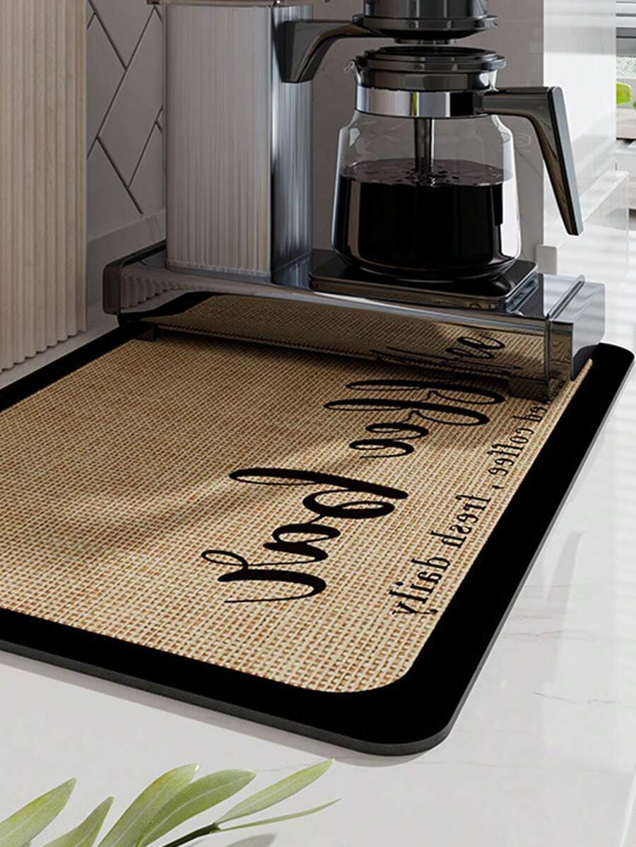 1Pc Retro Style Coffee Machine Absorbent Mat, Kitchen Dish And Bar ...