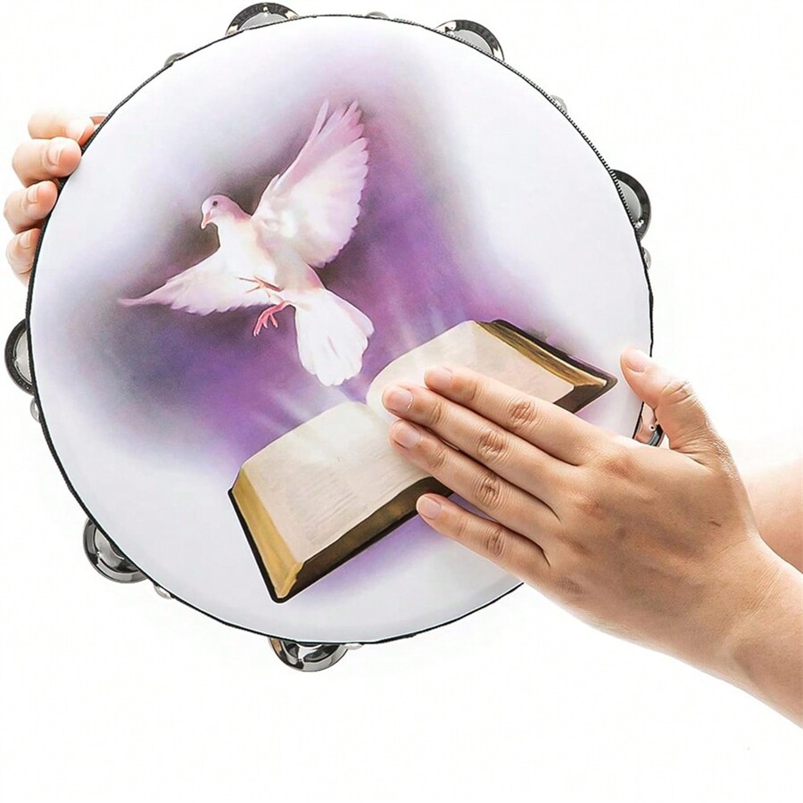 1Pc 10 Inch Palm Dove Bible Double-Layer Hand Rattle, Orff Tambourine ...