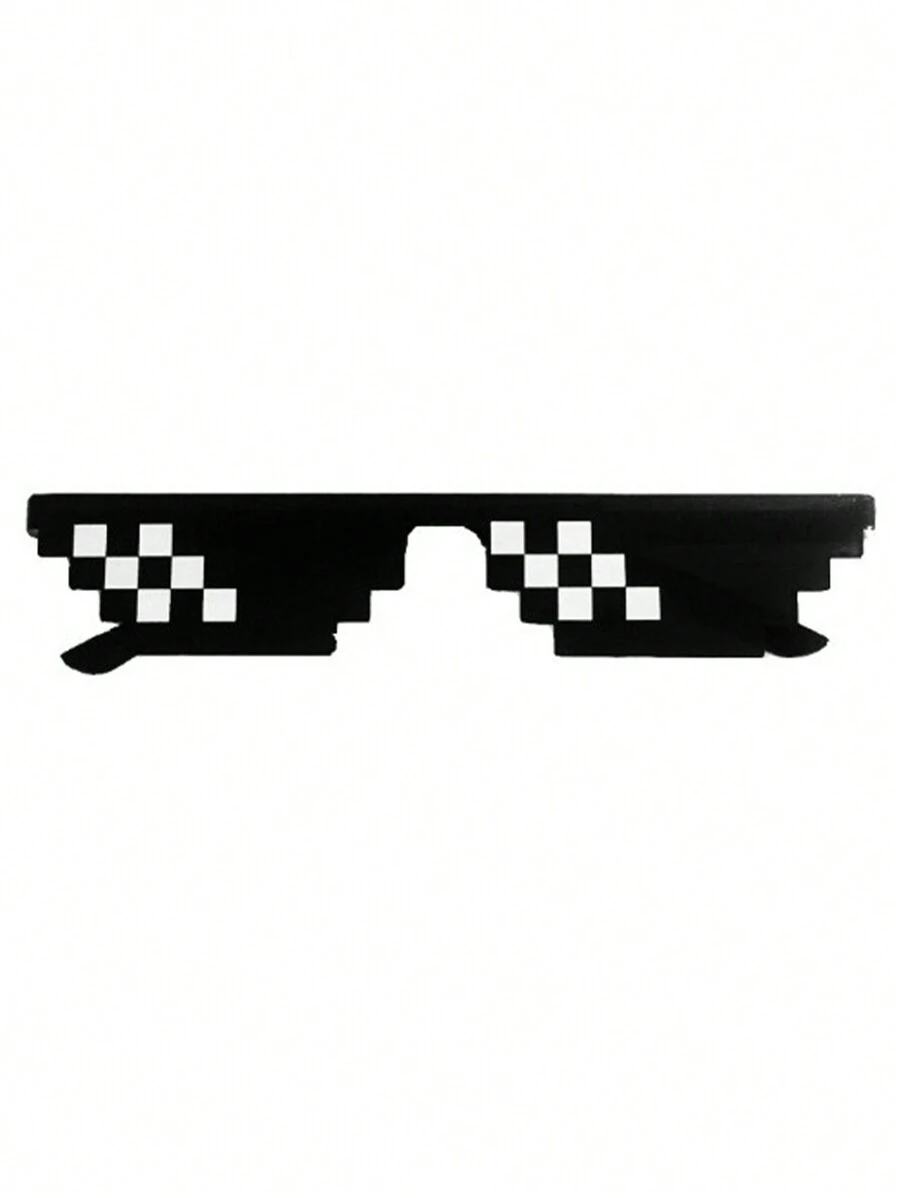 1pc Fashionable Funny Mosaic Pixel Censor Style Eyeglasses, Anime ...