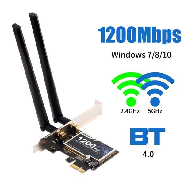 DERAPID PCIe WiFi Card for Desktop (PCE-AC1200) Dual Band 2.4Ghz 5Ghz ...