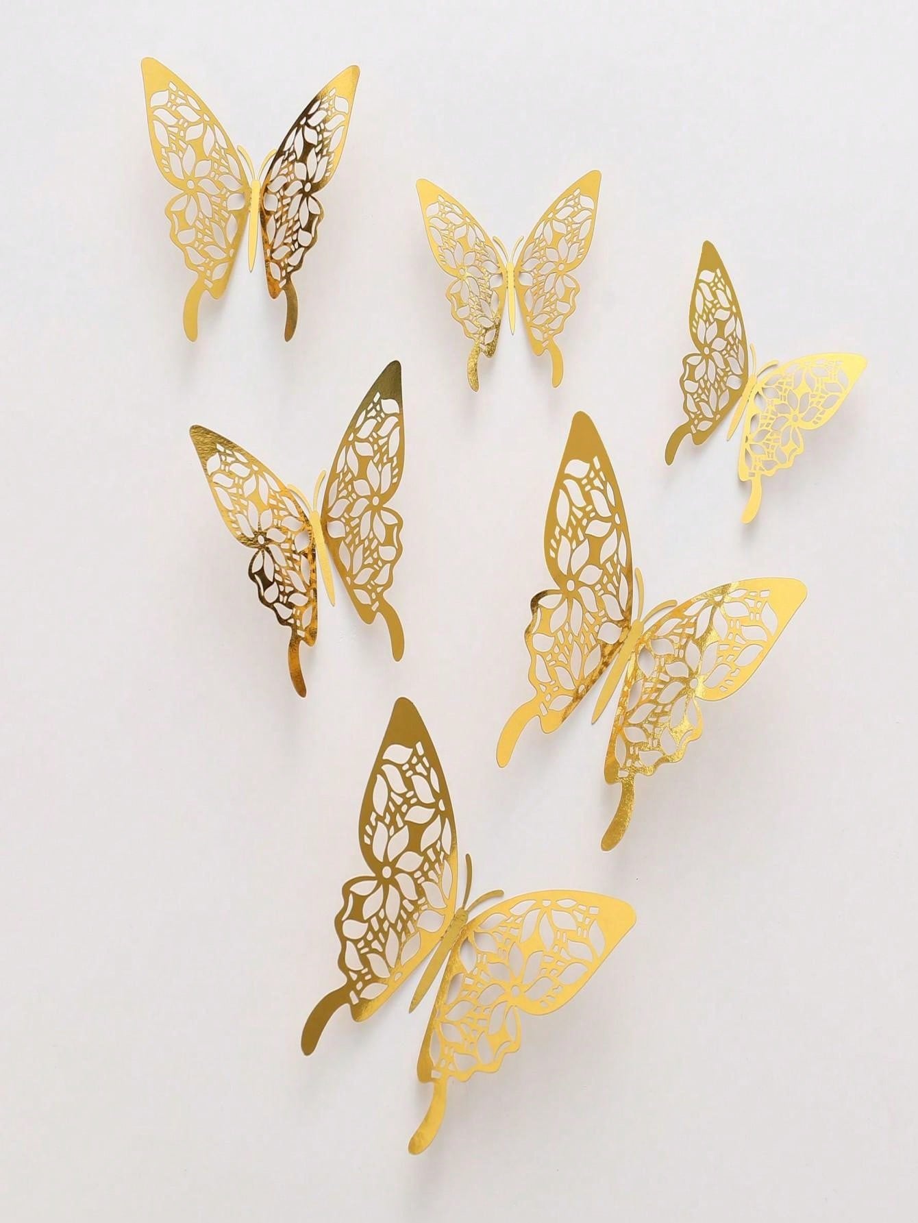 3D Butterfly Wall Decor 12Pcs 3 Sizes, Gold Butterfly Decorations For ...