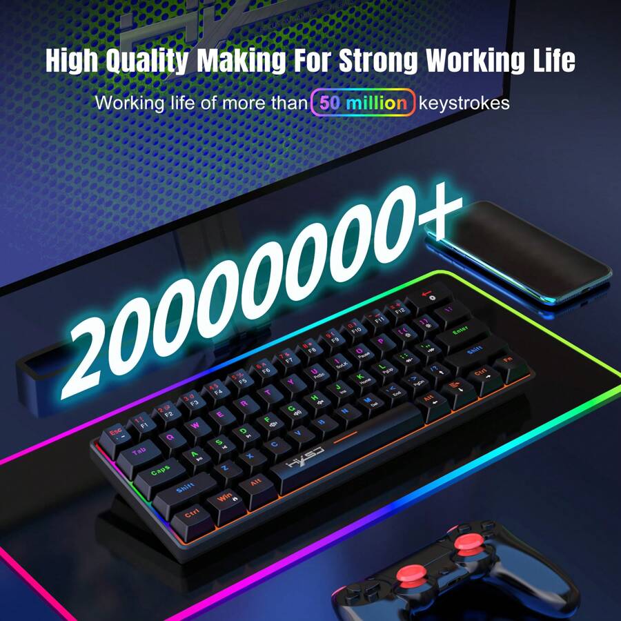 61-Key Mechanical Keyboard, 61-Key Mini Keyboard, Green Axis, Multiple ...