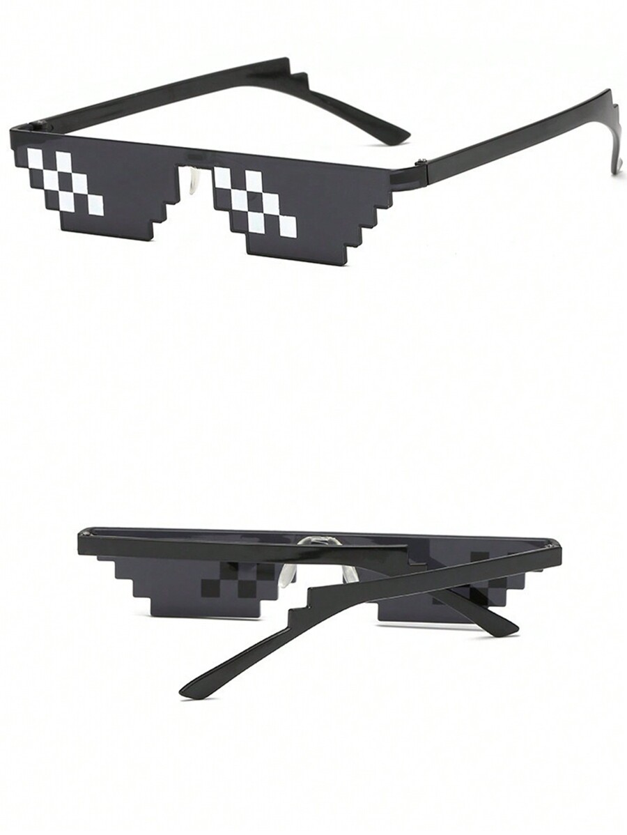 1pc Fashionable Funny Mosaic Pixel Censor Style Eyeglasses, Anime ...