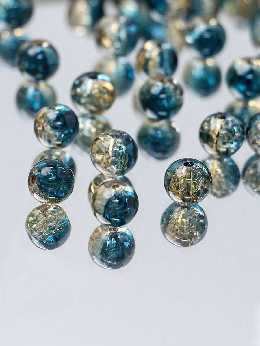 50Pcs 8mm Crystal Glass Beads Northern Lights Yellow Blue Beads Cracked ...