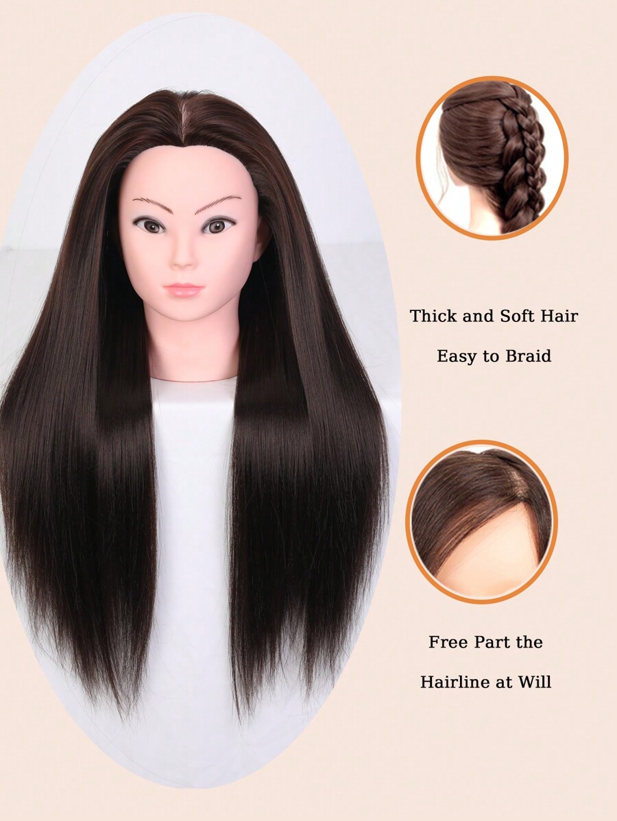Brown Hair Mannequin Head With Hair 26 Inch Styling Head Cosmetology ...