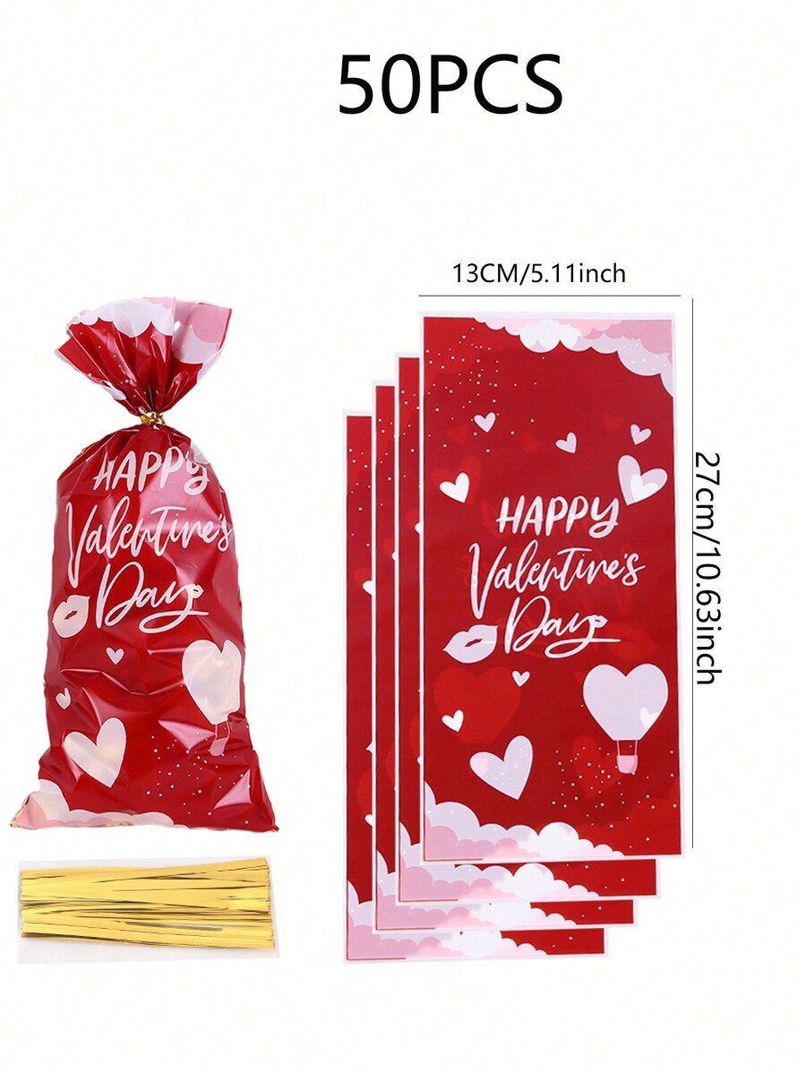 50pcs/Set Valentine's Day Mixed Printed Candy Biscuits Snack Packaging ...