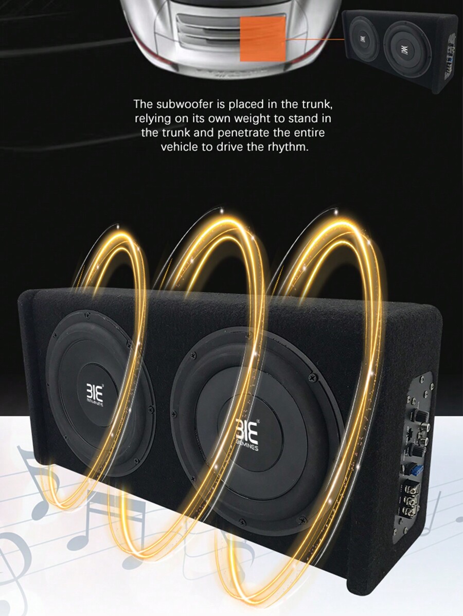 1pc Bemines Tc-0802 Black High Fidelity Subwoofer, Trapezoidal Passive ...