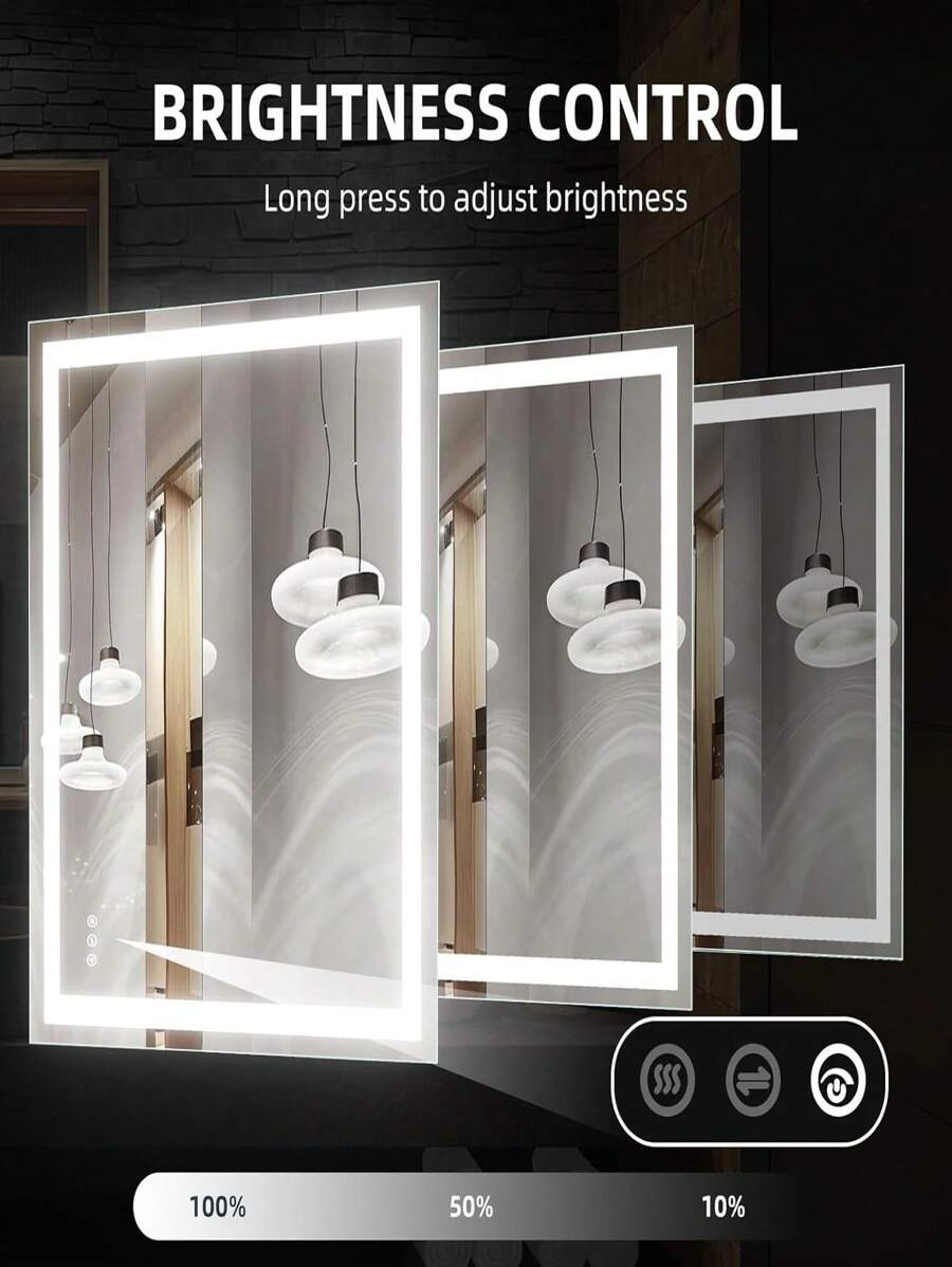 LED Bathroom Mirror 48x36 inch with Front and Backlight, Stepless ...