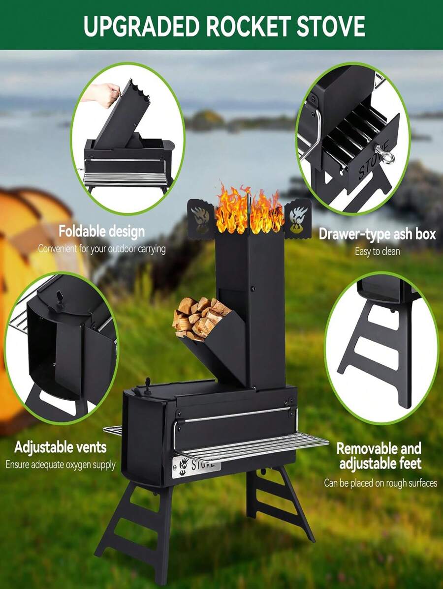Rocket Stove for Camping,Portable Camping Stove for Cooking Wood ...
