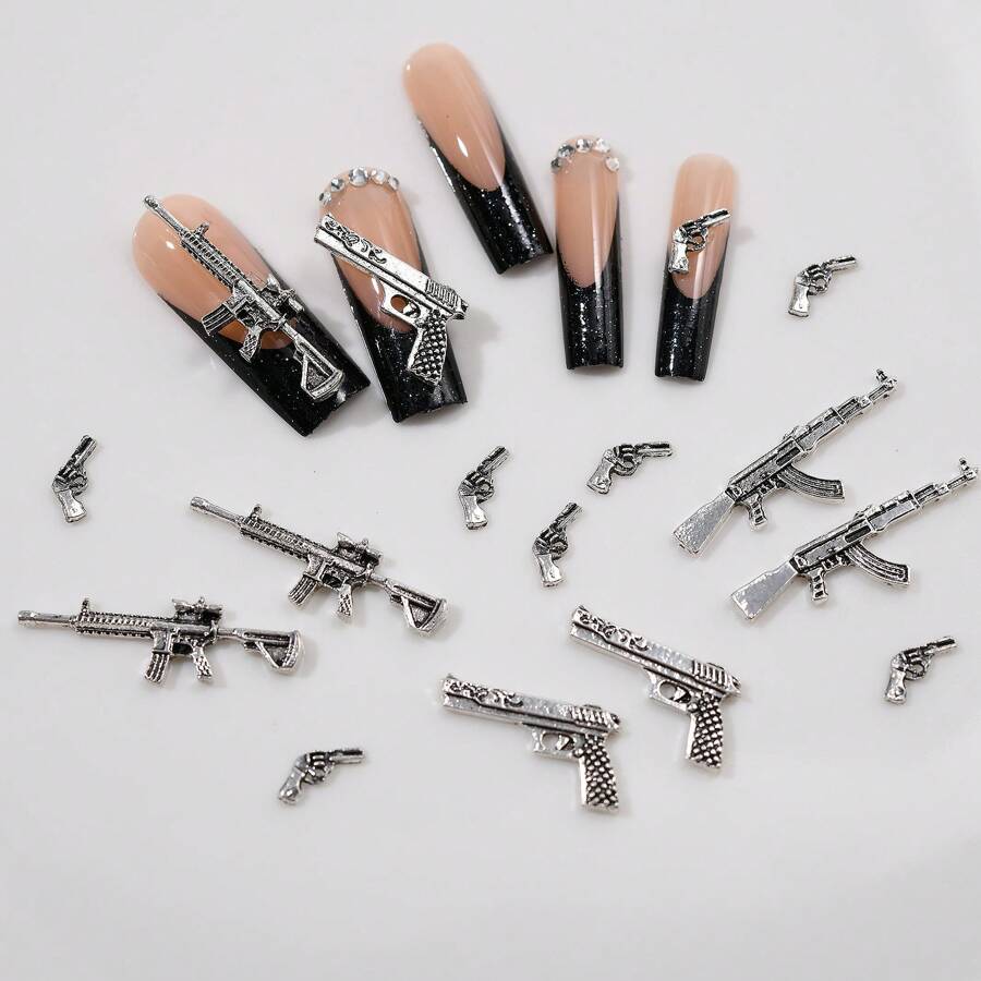 10Pcs Random Mixed Gun Shaped Nail Art Decorations, Including M4 ...