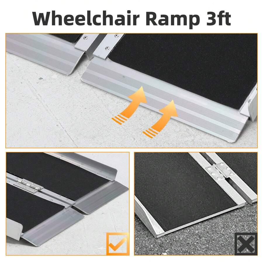 Aluminum Wheelchair Ramp, Portable Wheelchair Ramp with Handle, Easy to ...