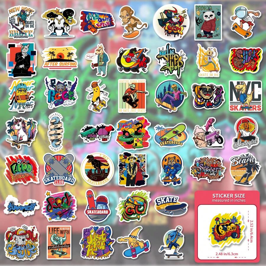 100pcs Cool Graffiti Stickers, Personality Cartoon Sticker For ...