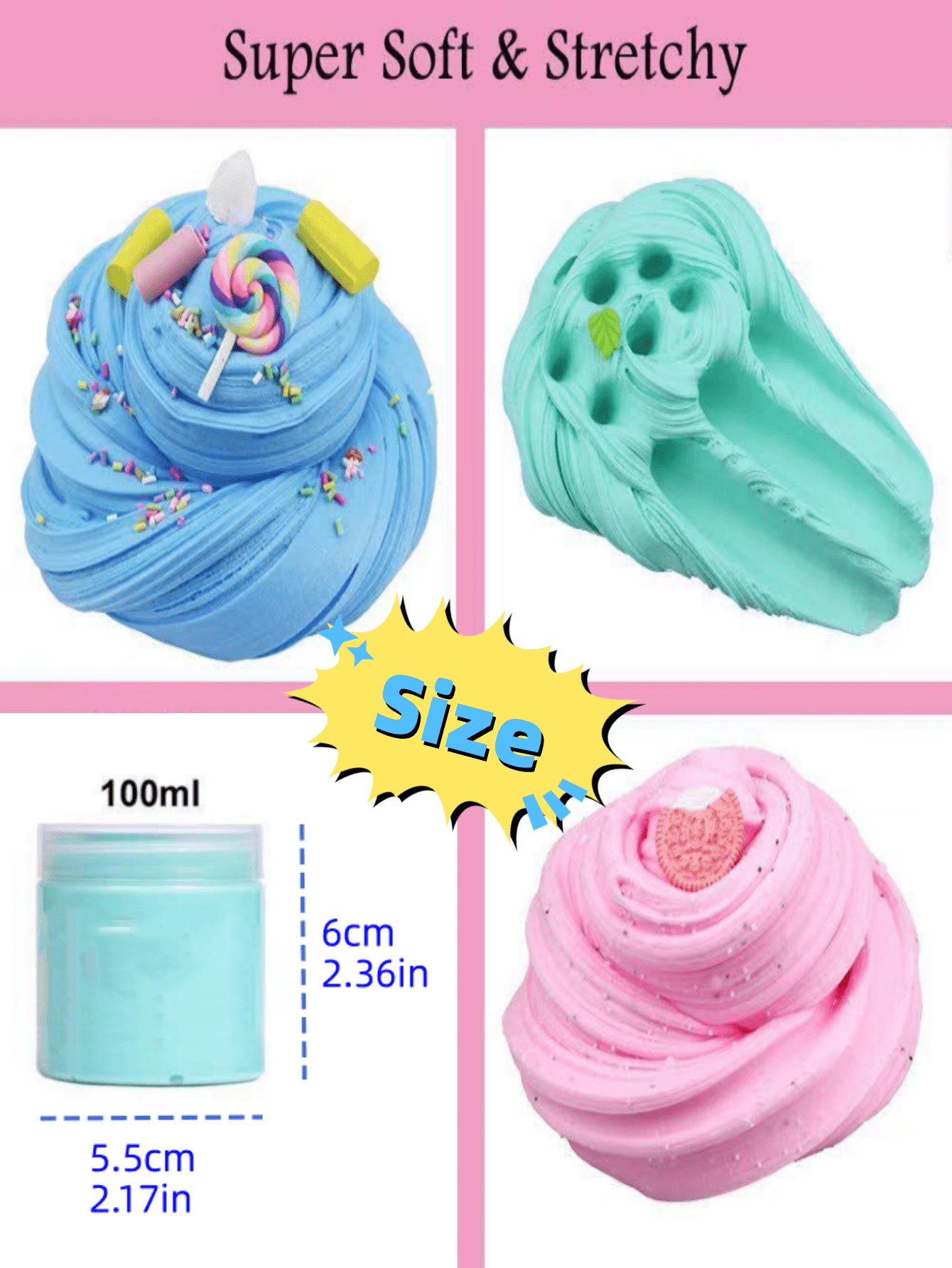 100ml Slime Fluffy Supplies Toys, Soft Light Plasticine, Putty With ...