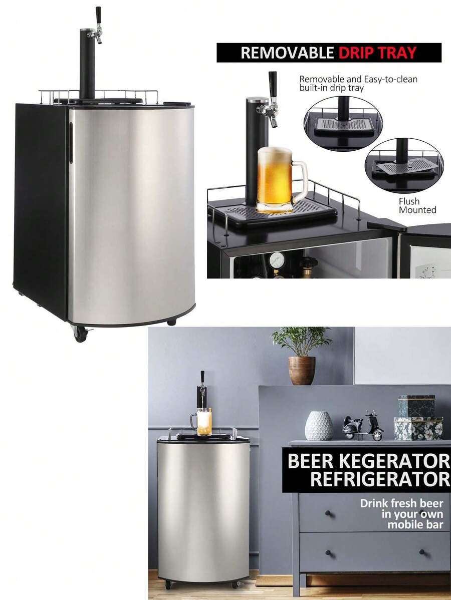 Beer Kegerator, Single Tap Draft Beer Dispenser, Full Size Keg ...