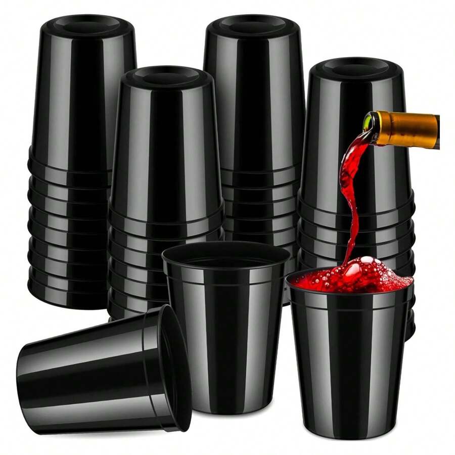 120 Packs Black Plastic Cups Bulk 16OZ Plastic Stadium Cups Disposable ...