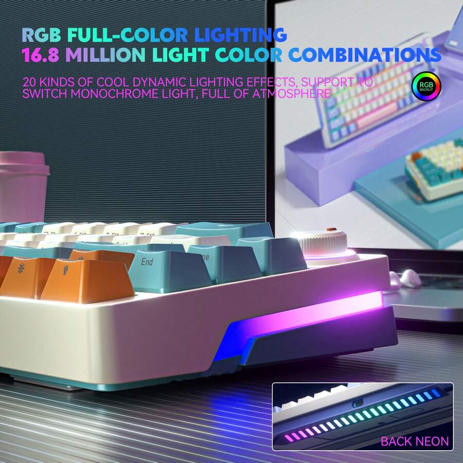 60% Keyboard 68 Keys Hot Swap Computer Wireless Gaming USB Wired RBG ...