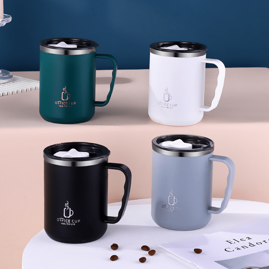 304 Stainless Steel Double Wall Insulated Mug With Handle, Office ...