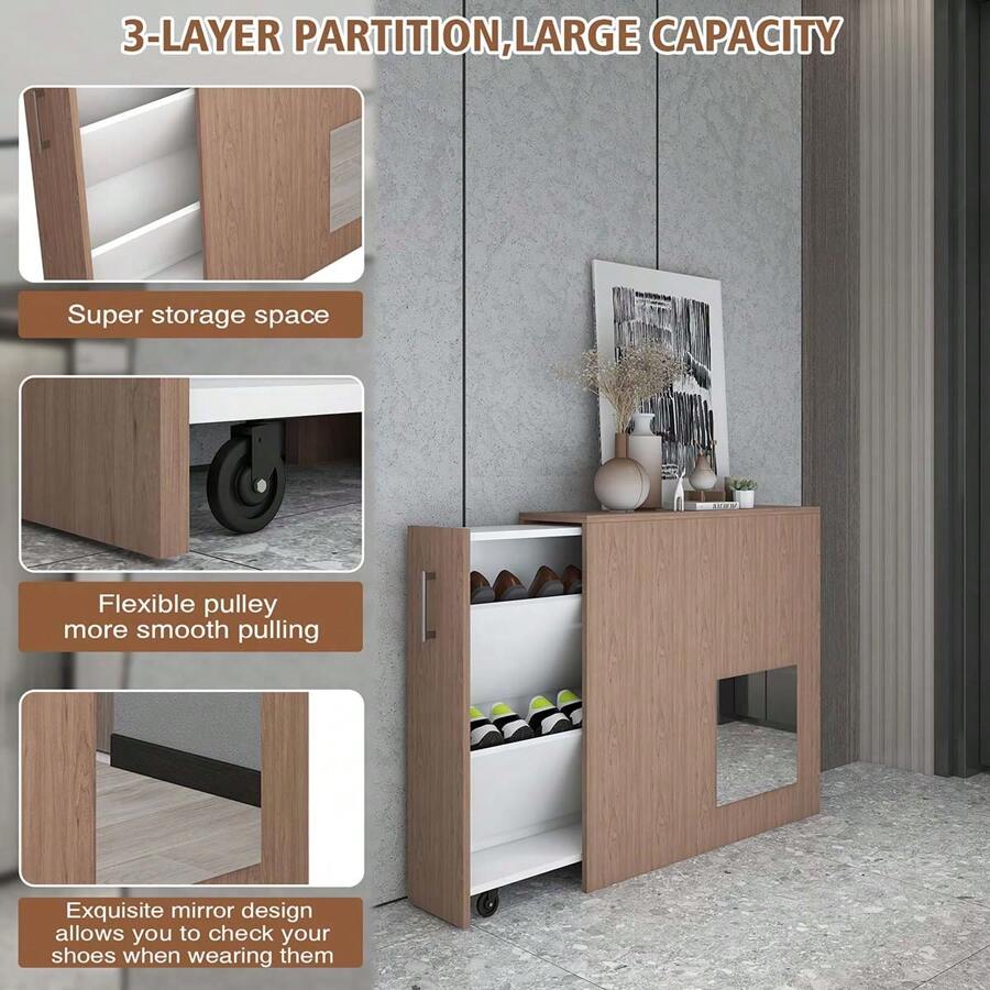 Pull-Out Shoe Rack Modern Shoe Cabinet With Hidden Shoe Rack Pull-Out ...