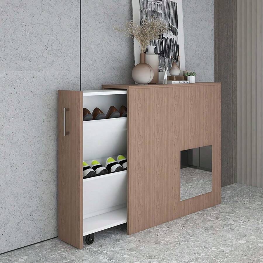 Pull-Out Shoe Rack Modern Shoe Cabinet With Hidden Shoe Rack Pull-Out ...
