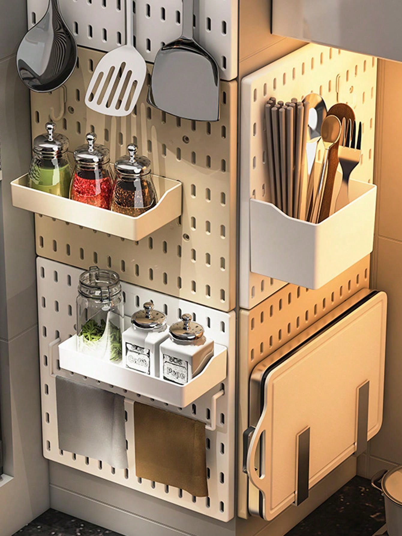 White Pegboard Wall Organizer, Wall Mount Display Peg Board,Pegboard ...