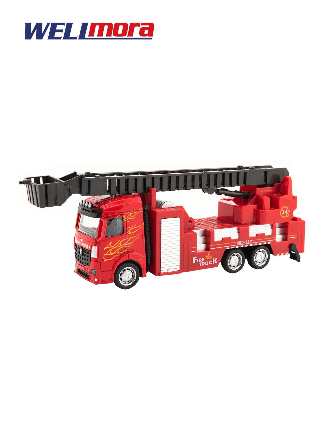 1:32 SCALE METALLIC FIRE TRUCK PULL-BACK TOY WITH MOVING PARTS - SUPER ...