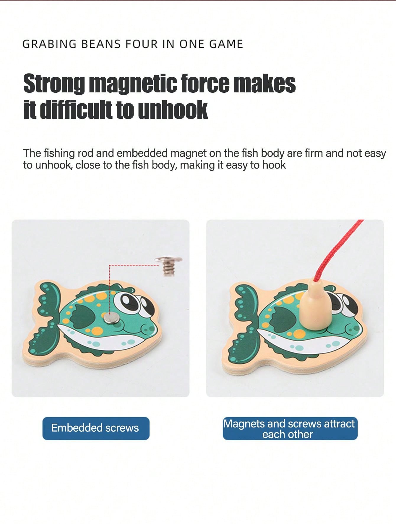 Fishing Toy Baby Cartoon Marine Biology Cognitive Fish Game Wooden ...