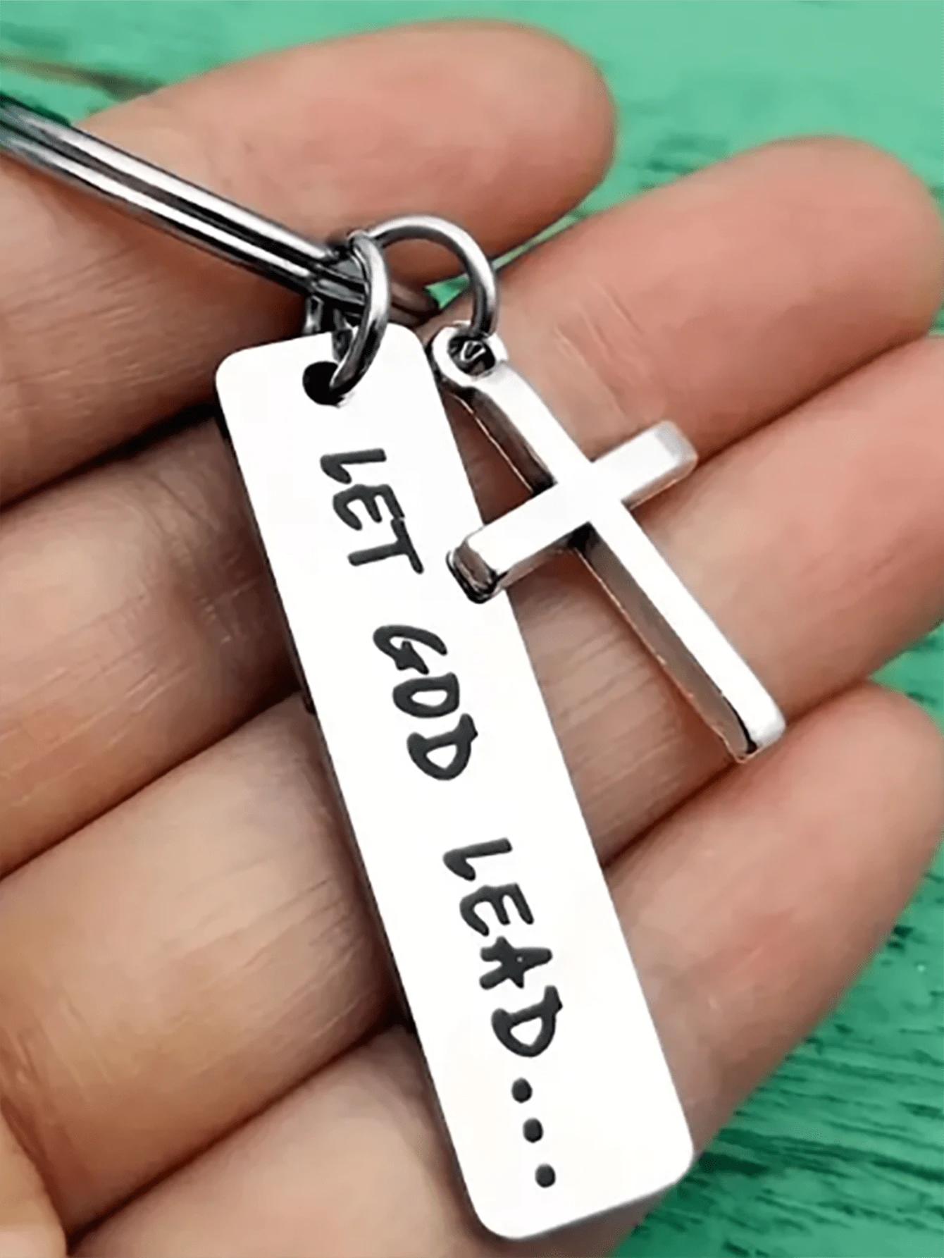 1pc Let God Lead Cross Keychain Christian Keychain Keychain For ...