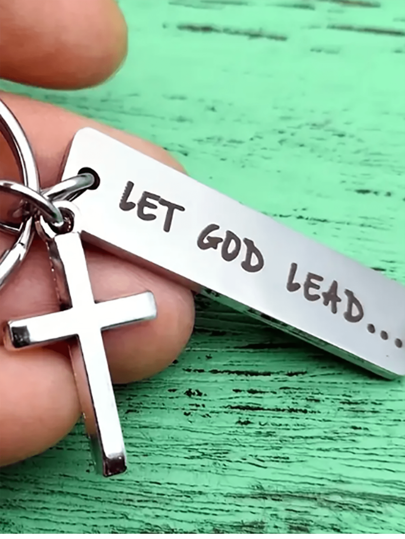 1pc Let God Lead Cross Keychain Christian Keychain Keychain For ...