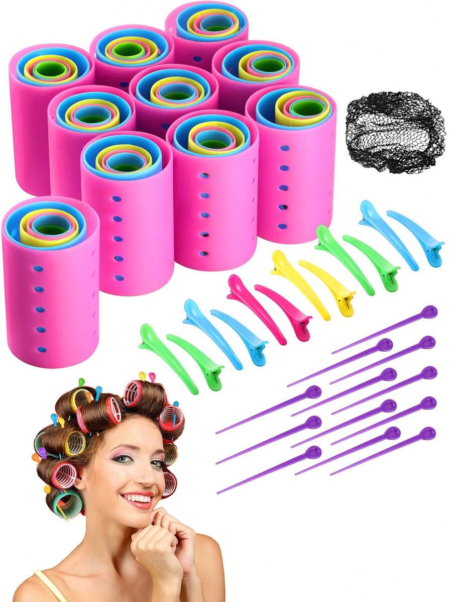 133 Pieces Hair Rollers Set Include 60 Plastic Hair Rollers, Hair ...