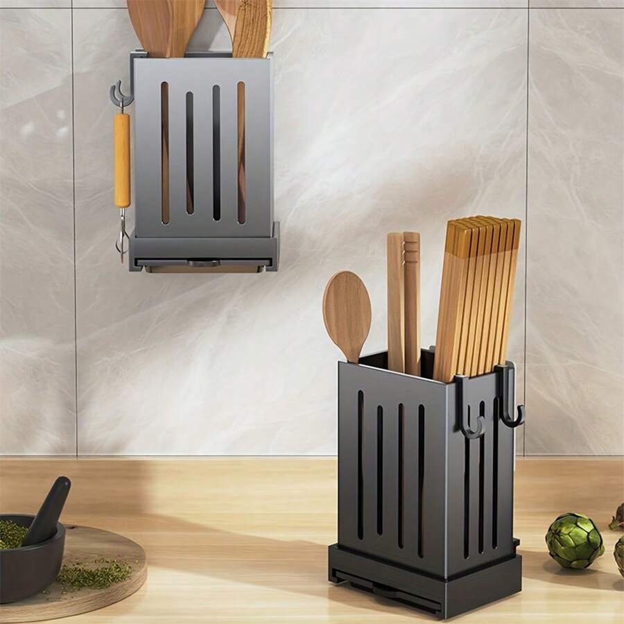 1pc Kitchen Utensil Holder, Multifunctional Draining Chopstick Cage ...