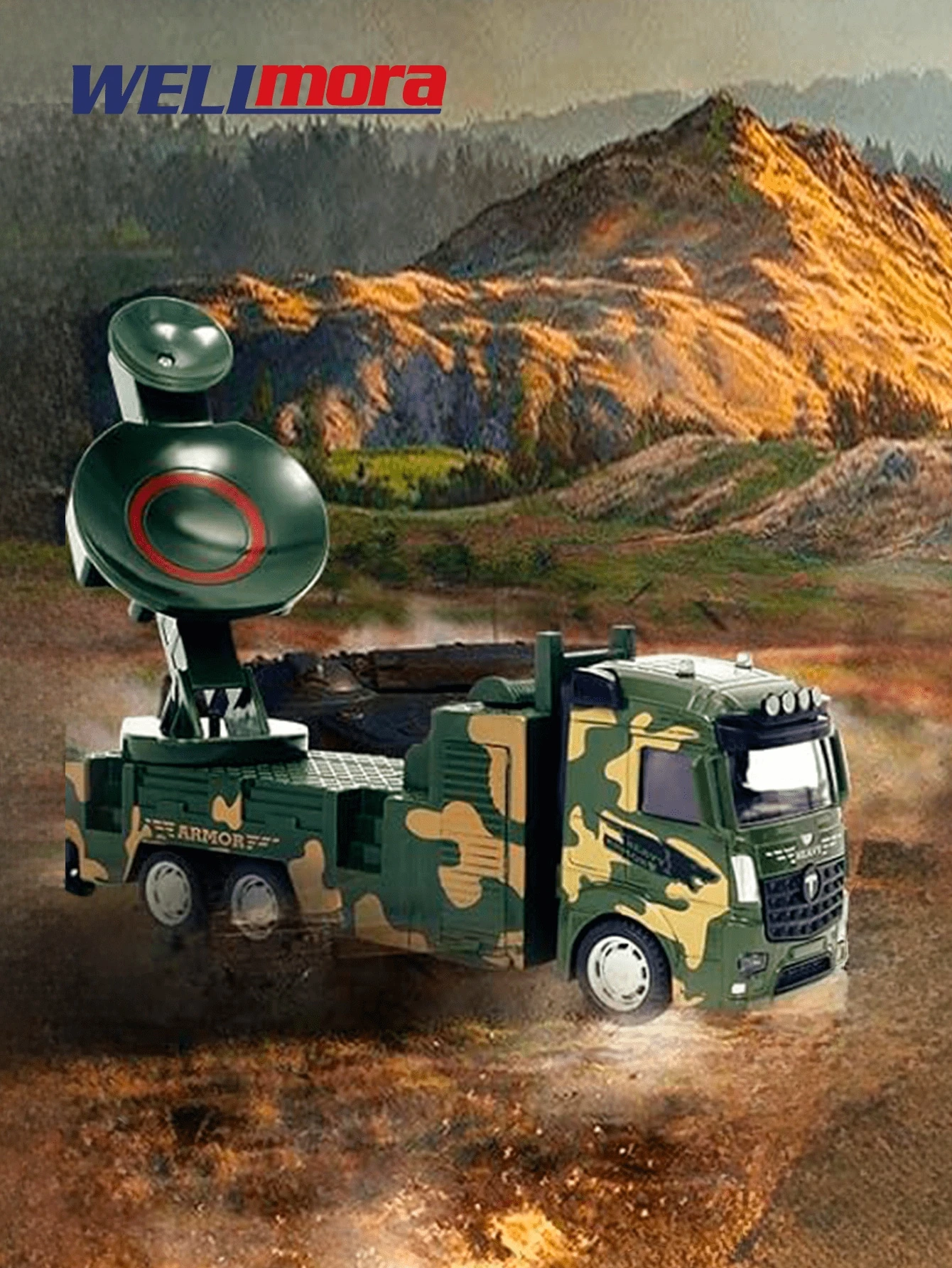 FIGHTER TRUCK PULL BACK ACTION TOY WITH ARTICULATED TURRET ...