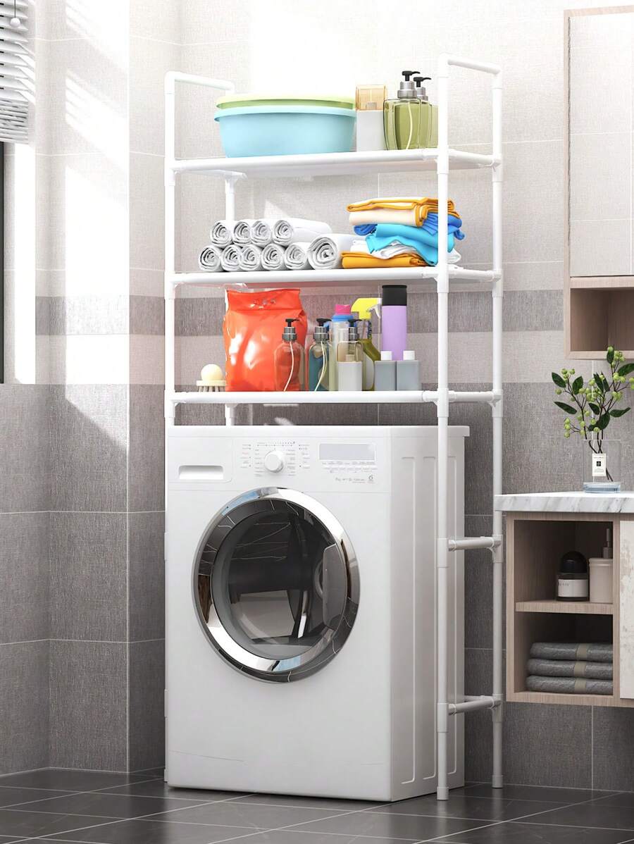 4-Tier Washing Machine Shelf, Bathroom Storage Rack, Above Toilet ...