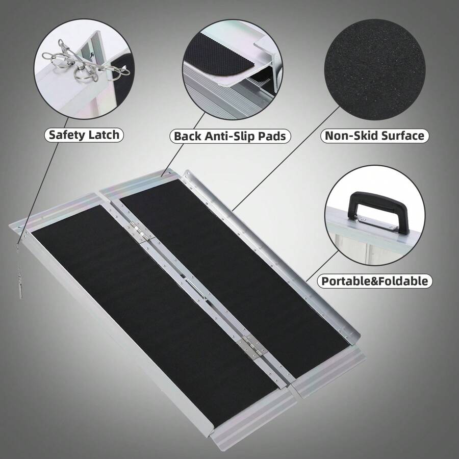 Aluminum Wheelchair Ramp, Portable Wheelchair Ramp with Handle, Easy to ...