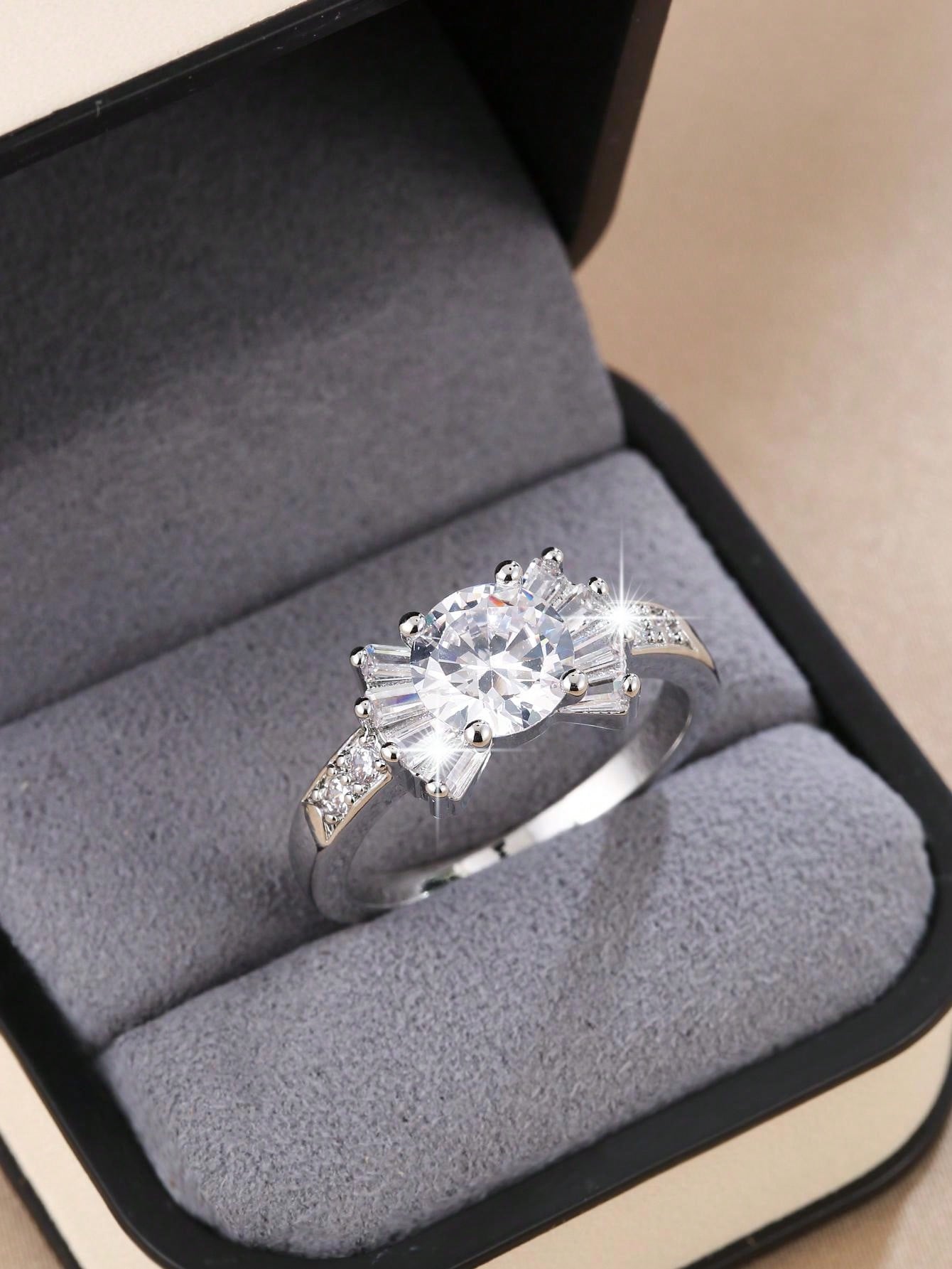 New Couple'S Simulated Moissanite Ring For Women, Light Luxury And High ...