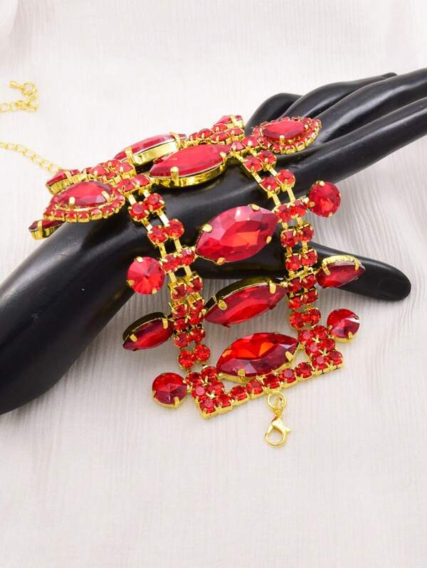 10.5cm Wide Red Rhinestone Bracelet For Women, Bridal Or Stage ...