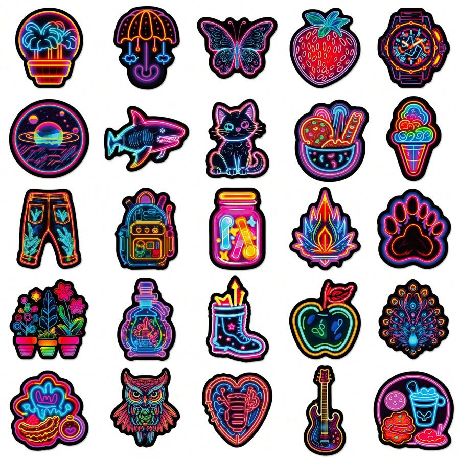 100pcs Cool Neon Stickers, For Neon Lights, Motorcycle, Water Bottle ...
