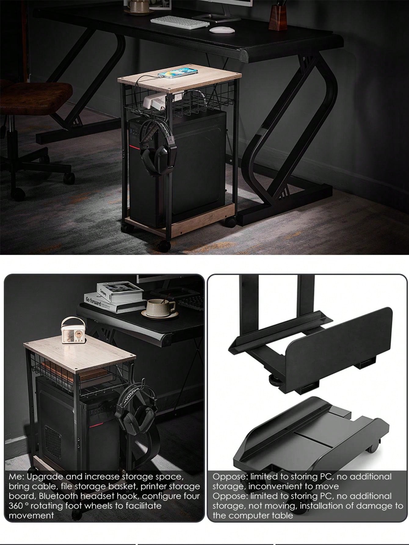 Computer Tower Stand,Pc Stand,Tower Stand,PC Stand For Under Desk,Black ...