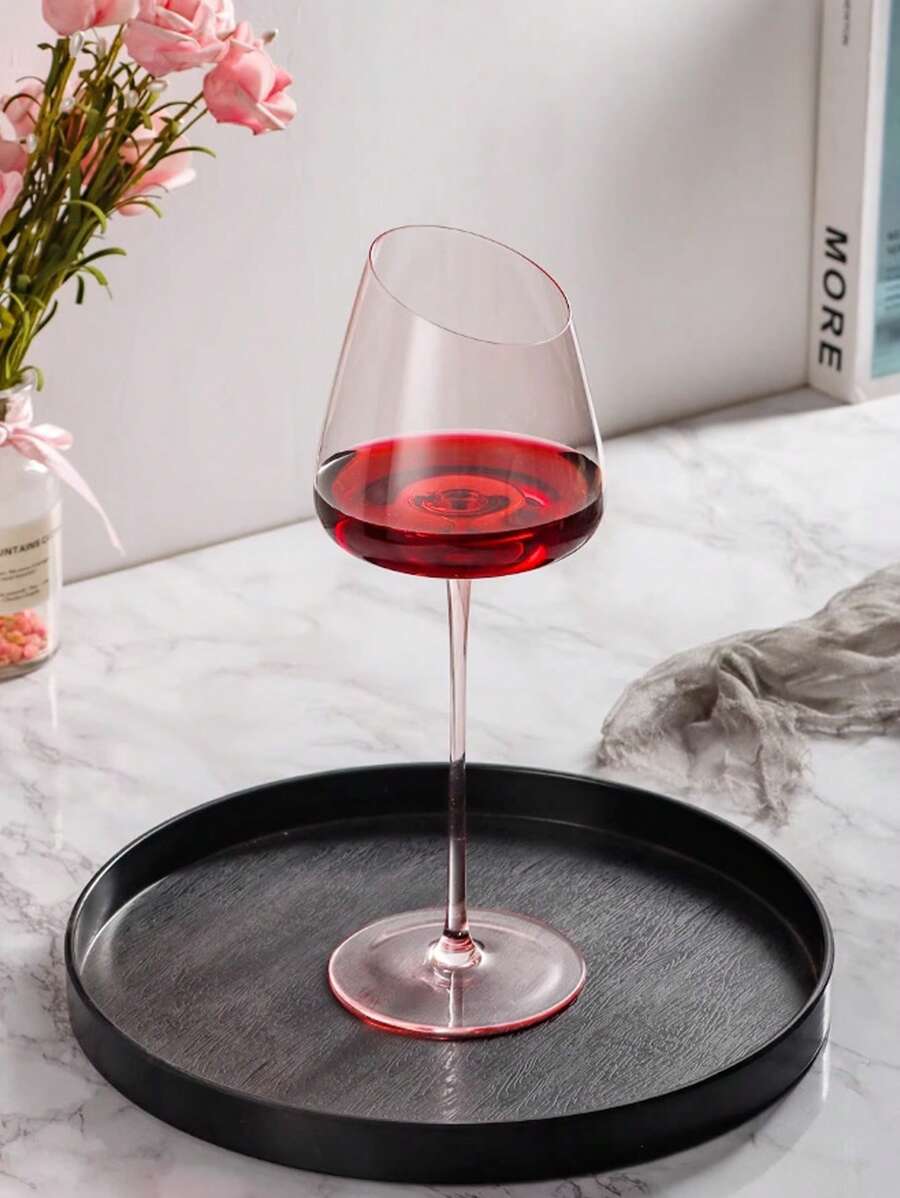 1pc Pink Crystal Glass Red Wine Glass High Foot Goblet With Slanted Mouth Luxury Shein Usa