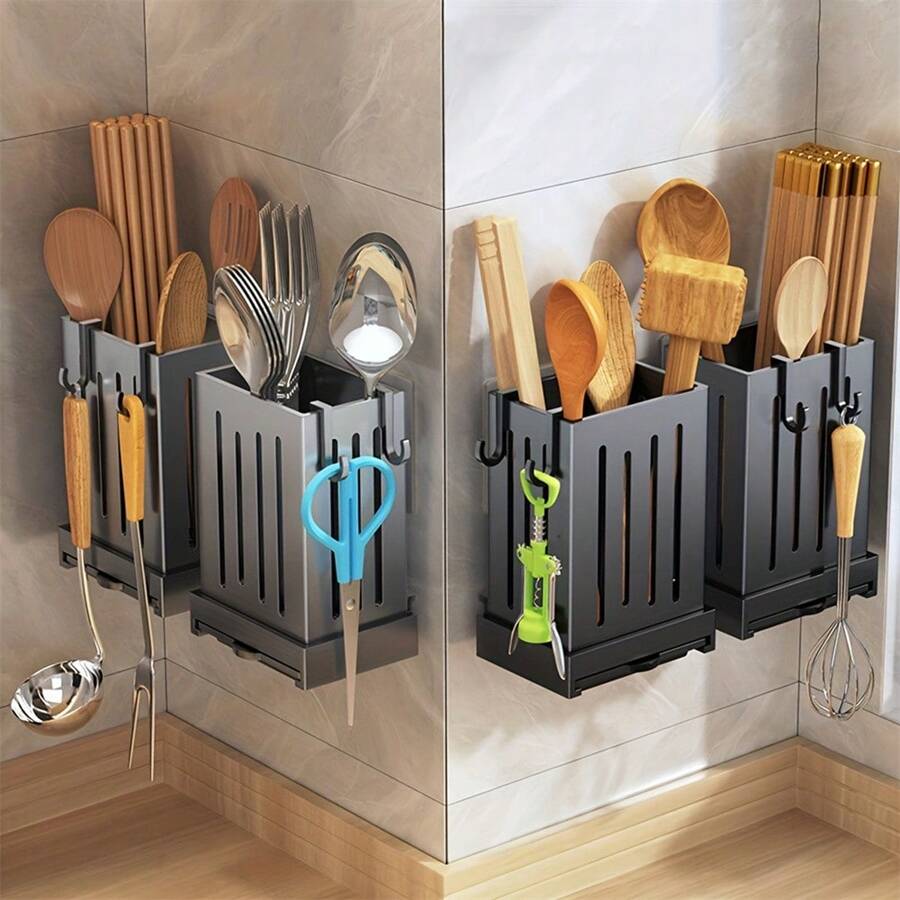 1pc Kitchen Utensil Holder, Multifunctional Draining Chopstick Cage ...