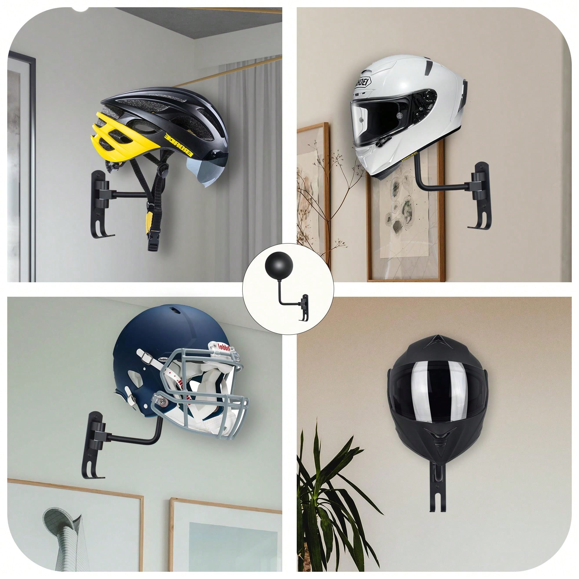 Helmet Wall Mount,Motorcycle Helmet Rack Holder for Bike 180 Degree ...