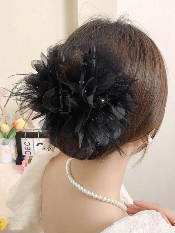 1 Pack Of High-End Ribbon Bow Feather Clips For Women To Show Their ...