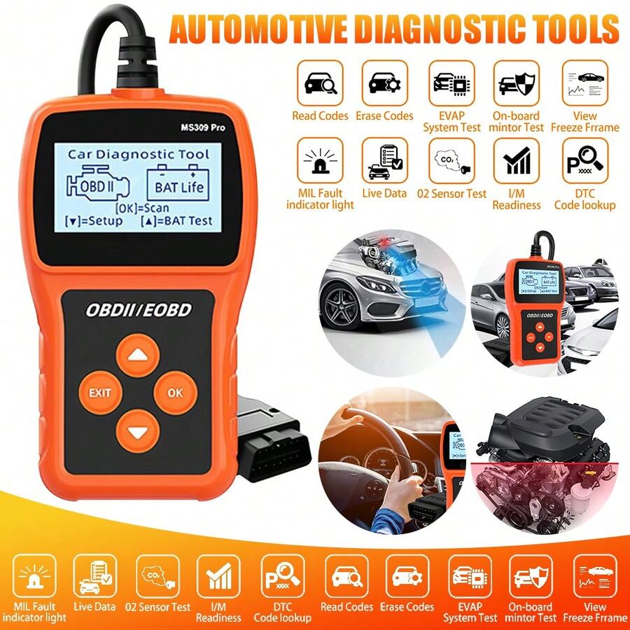 OBD2 Scanner Automotive Diagnostic Tool, Car Code Reader Engine Fault ...