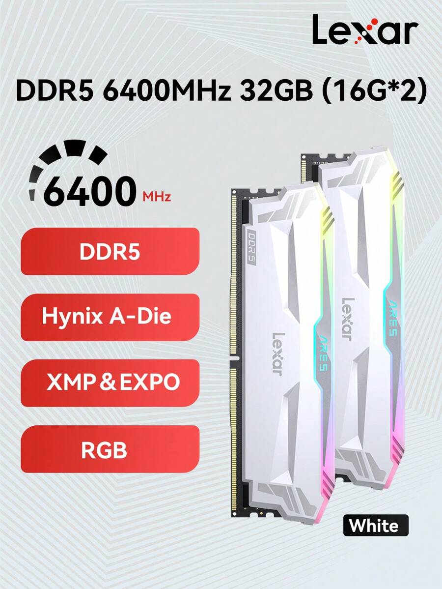 Lexar ARES RGB DDR5 RAMs 6400MHZ Gaming Overclocked Memory Stick ...