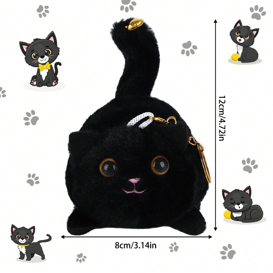 Mini Plush Animal Toy, Pull String Plush Kitty Toy Cute Small Stuffed ...