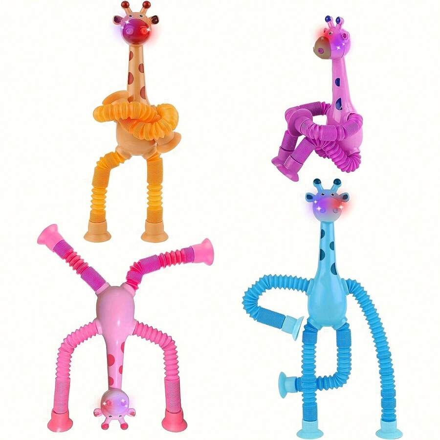 Telescopic Suction Cup Giraffe Toy, Shape Changing Telescopic Tube ...