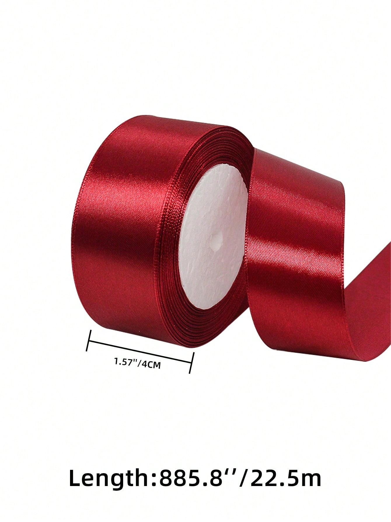 1/5 Rolls Wine Red 4cm Wide Satin Ribbon, For Hair Bow Making, Cake And ...