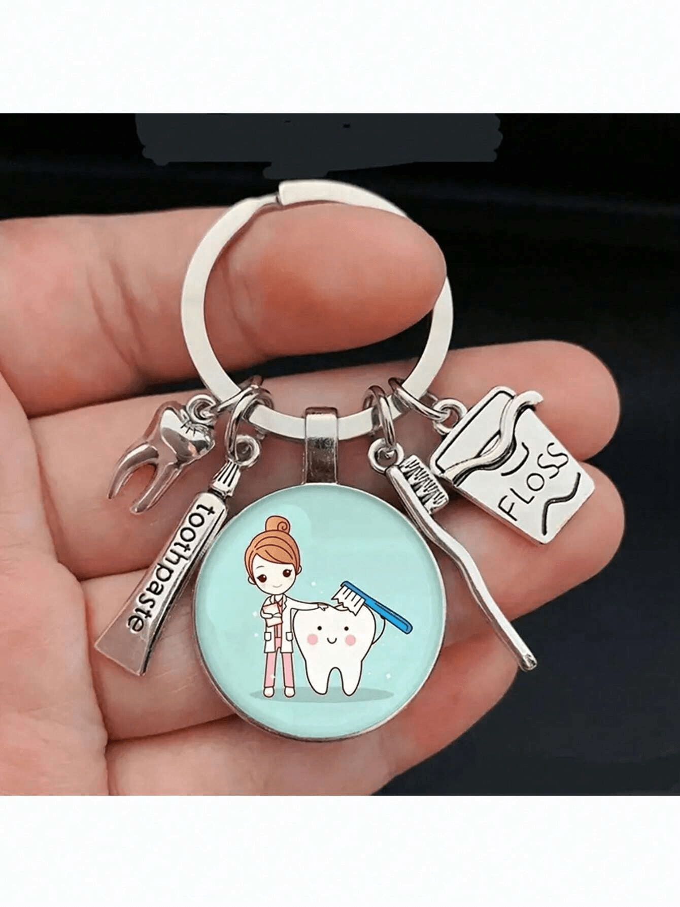1pc Cute Toothbrush Toothpaste Keychain Tooth Key Ring Key Chain ...