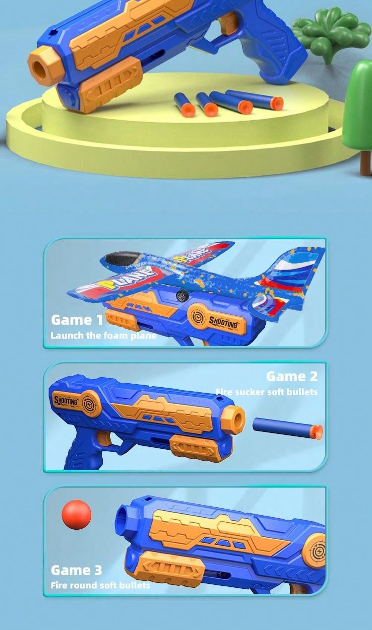 New Ejection Round Soft Bullet Aircraft Foam Gun Throwing Aircraft Soft ...